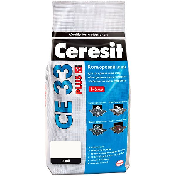 Фуга Ceresit CE 33 Plus 100 2 кг белый • Купить в Киеве, Украине ...